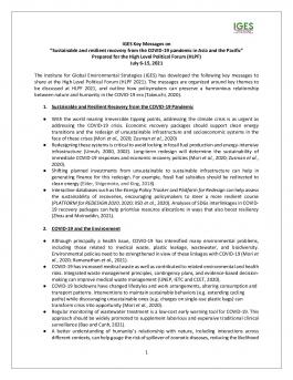 IGES HLPF Key Messages